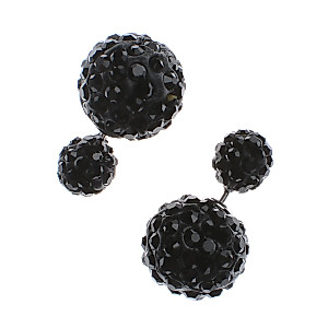 Shiny Rhinestone Double Sided Earrings, Sparkling Crystal Ball Stud Earrings, Two Side Front and Back Earrings, Tribal Pierced Earrings for Women