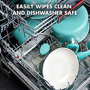 GreenPan Rio Healthy Ceramic Nonstick 1.2QT Saucepan Pot with Lid, PFAS-Free, Dishwasher Safe, Turquoise