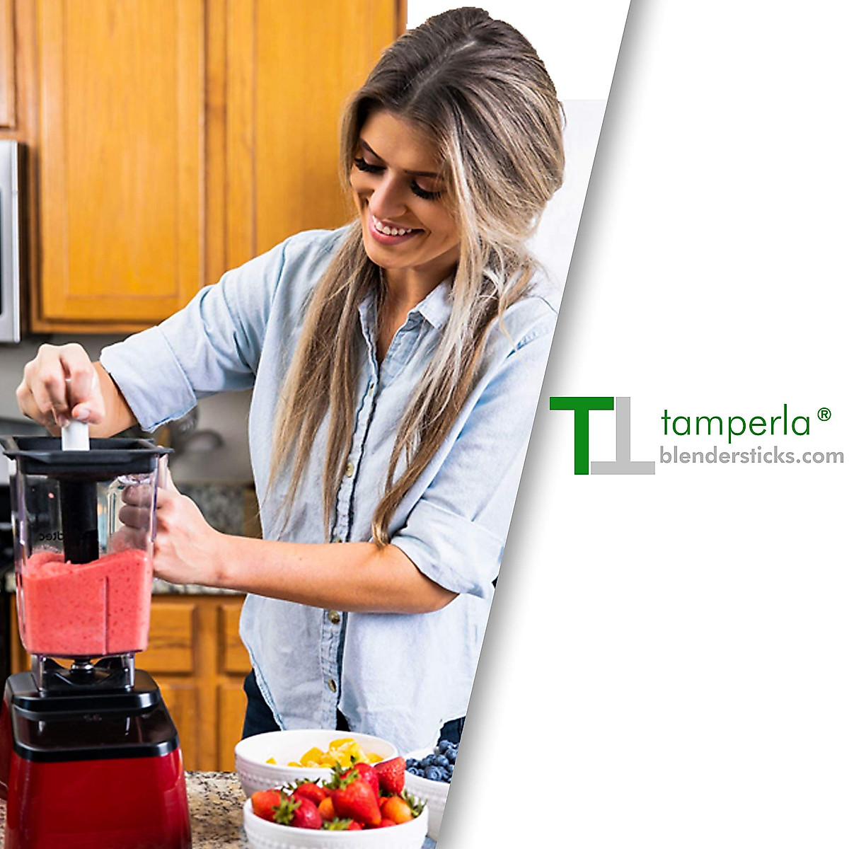 Tamper Fits Blendtec LATCHING Lid Version [ NO MORE AIR POCKETS ] Fits 'Latching' Lid Blendtec Blenders only