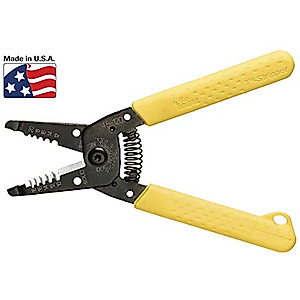 IDEAL Electrical 45-120 T-5 T-Stripper - 10-20 AWG, Yellow Wire Stripper with Looping Holes, Plier Nose, Spring Loaded Automatic Opening,Black
