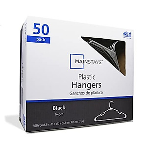 Mainstays Plastic Hangers Black - 50 Pack