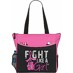 Fight Like a Girl Knockout Dakota 5-Pocket Tote Bag for Breast Cancer Awareness - Pink
