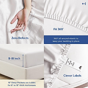 Mayfair Linen Full Size Percale Sheet, Egyptian Cotton Rich Sheet, 3-Piece Set (1 Fitted Sheet, 2 Pillowcases) for Full Size Bed, Ultra Soft, Fits Mattress Upto 18" Deep - White (No Flat Sheet)