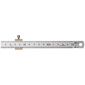 Shinwa Ruler Straight Silver With Stopper 150mm 15cm 76751 from JAPAN