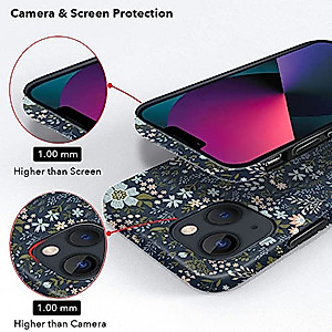 hepix Compatible with iPhone 13 Mini Case Flower Floral Wood Grain iPhone 13 Mini Case 2021 Floral Wildflower iPhone 13 Mini Case Dried Blue Flower for Women IMD Cover for iPhone 13 Mini 5.4 2021 5G