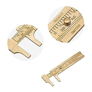 Handy Brass Sliding Gauge Brass Vernier Caliper Ruler Measuring Tool Double Scales mm/inch Mini Brass Pocket Ruler Measuring Tool (80mm)