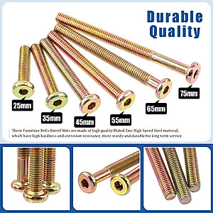 Glarks 138Pcs M6 Baby Bed Crib Screws Hardware Replacement Kit, M6x25/35/45/55/65/75/85MM Hex Socket Cap Screws with Nuts Washers and Tools for Chair Table Cabinets Furniture