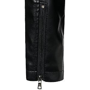 HOOD CREW Mens Faux Leather Jacket Lightweight Fashion Motorcycle Leather Jackets Coat Black 3XL