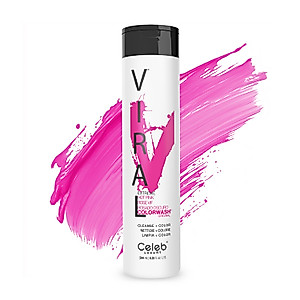 Celeb Luxury Viral Colorwash, Professional Semi-Permanent Hair Color Depositing Shampoo, Hot Pink 8.25 Fl Oz (Pack of 1)