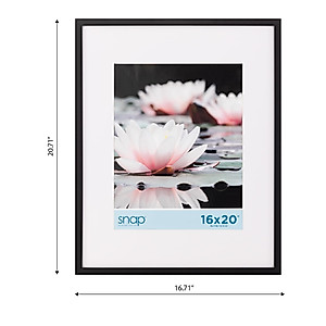 Snap - 16"x20" Black Wall Picture Frame - Single White Mat - Matted for 11"x14" Image - Versatile Display Option for Your Cherished Memories - Rectangular Tabletop - White Poster Frame