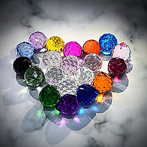 MerryNine 30mm/1.18" 15 Pack Crystal Ball Prism Sun Shine Catcher Rainbow Pendants Maker, Hanging Crystals Prisms for Windows, for Feng Shui (Multicolor)