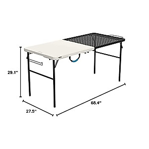 Lifetime Folding Tailgate Table with Grill Rack, 5-Foot, Pumice & Black