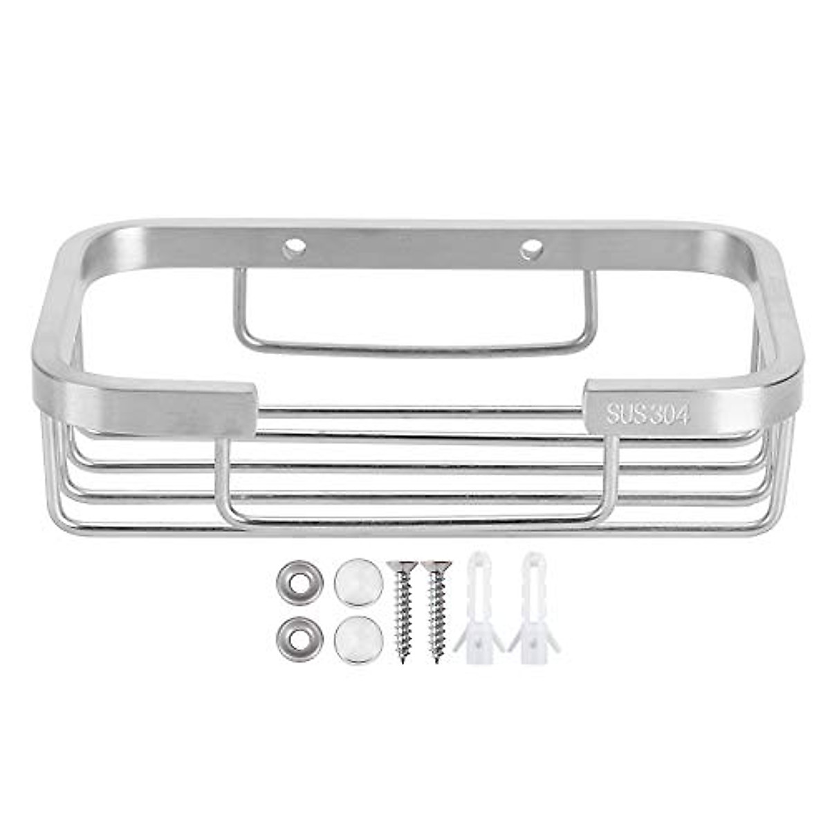 Shower Caddy Basket Shelf Wall Mounted Soap Basket Square Basket Bathroom Rack Holder Black Toilet Bathroom Accessory 304 Stainless Steel