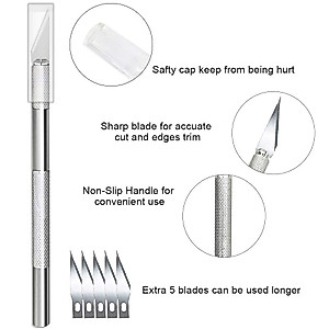 Wallpaper Smoothing Tool Kit Include red Squeegee,Medium-Hardness Squeegee, blue Tape Measure,snitty Vinyl Cutter and Craft Knife with 5 Replacement Blades for Adhesive Contact Paper Application Win