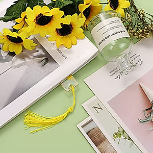 BENBO 2PCS Flower Acrylic Bookmarks, Resin Dried Flower Book Page Holder Handmade Floral Bookmarks with Colorful Tassels Transparent Thumb Ring Page Holder for Reading Students Teachers (B)