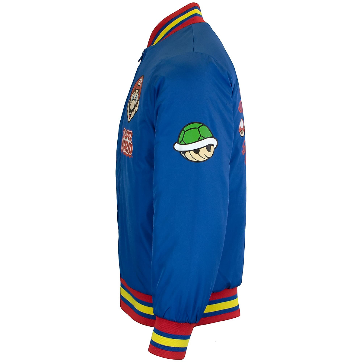 Nintendo Super Mario Bomber Jacket for Boys, Mario and Luigi Bomber Jacket (Mario Blue, Size 8)