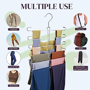 Ulimart Leggings Hangers for Closet,2 Pack Metal Yoga Pants Hanger Hold 24 Leggings,Scarf Organizer,Closet Organizer for Pants,Scarf,Tank Tops,Bra,Jeans,