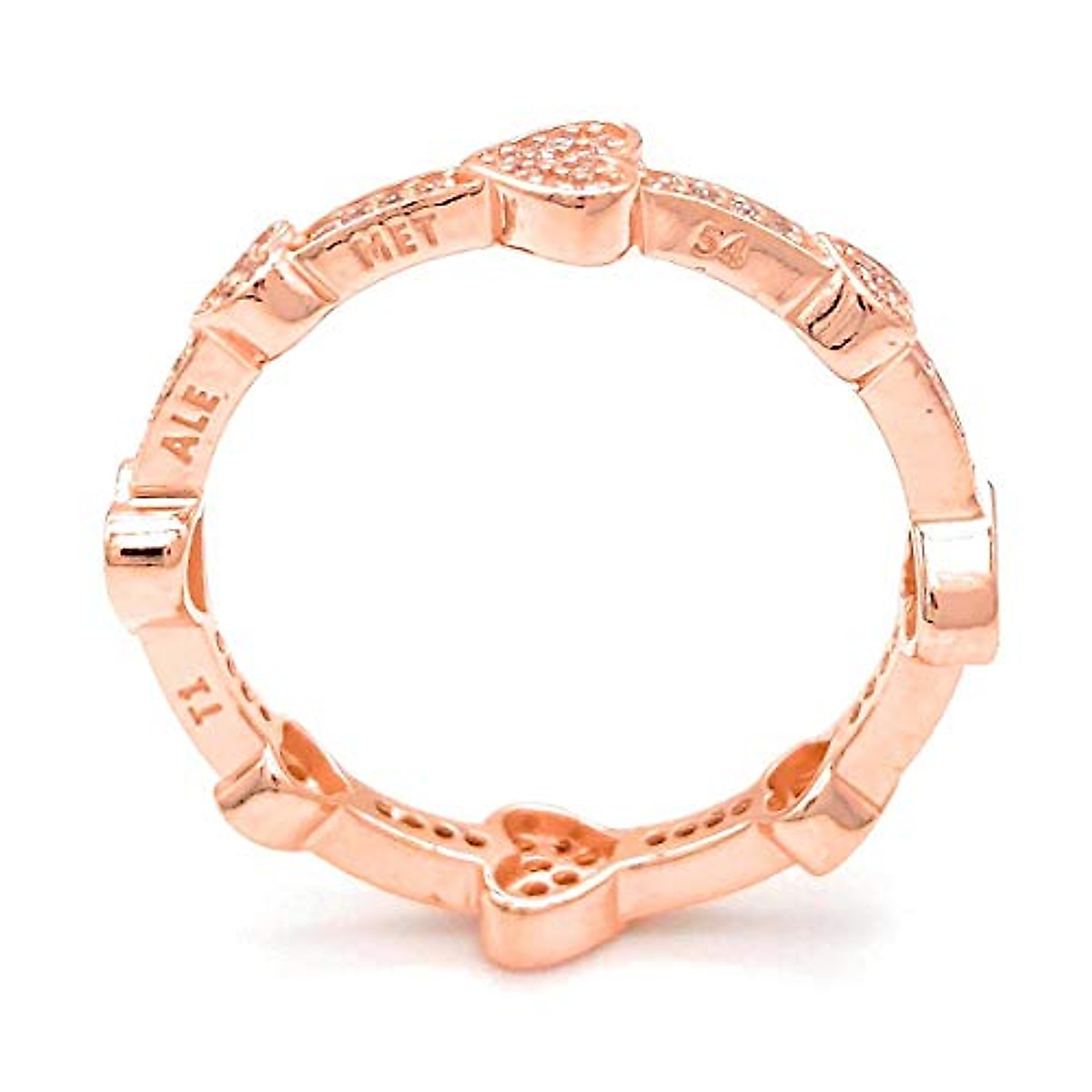 PANDORA Rose Alluring Hearts Ring Size 6 with Clear CZ 187729CZ-52