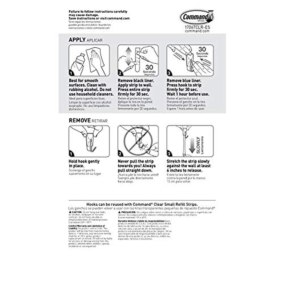 Command Wire Hooks, Small, Clear, 3-Hook, 6-Pack (18 Hooks Total)