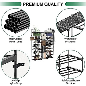 BALEINE 9 Tiers Shoe Rack Organizer, Vertical Large Capacity Shoe Storage Shelf Stackable Shoe Racks for Entry Hallway, Closet, Bedroom, Garage