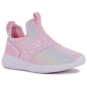 Nautica Kids Youth Athletic Fashion Sneaker Running Tennis Shoe Slip On- Boy - Girl Little Kid Big Kid-Aloise-Multi Pink Size-2