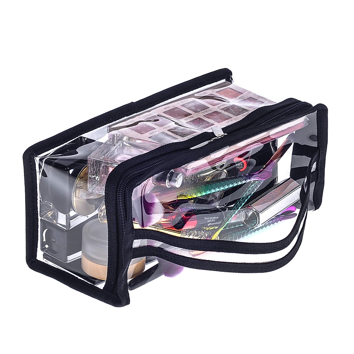 Jula Vance Small Rectangular Clear PVC Makeup Bag Make Up Artist Tool Organizer Pouch Bag Transparent Vinyl Cosmetic Bag Actor Bag with Handle