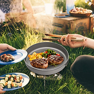 Doorslay Ultralight Titanium Frypan Titanium Pan with Folding Handle Outdoor Camping Hiking Picnic Cooking Frying Pan Skillet Griddle Tableware Cookware