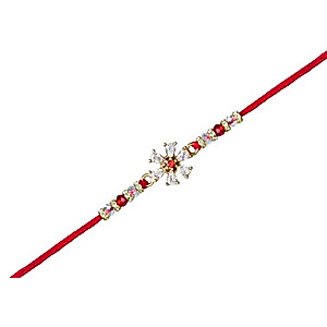 Tarini Gallery Rakhi for Brother Bhaiya Bhai Dooj Raksha Bandhan gift Rakhi Thread Rakhi Bracelet with Greeting card gift pack in pouch/Potli bag (Design 3 with Soan)