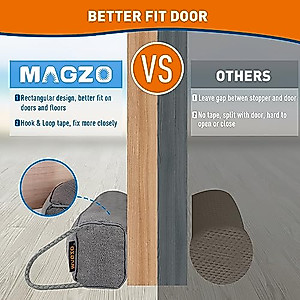 MAGZO Door Draft Stopper 32 Inches, Weighted Rectangle Door Snake for Winter Noise Blocker with Hook Loops,Gray