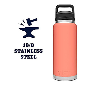 YETI Rambler 36 oz Bottle, Vacuum Insulated, Stainless Steel with Chug Cap, Coral