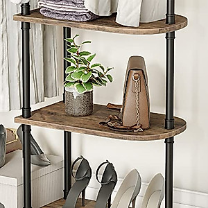 MAIKAILUN Industrial Clothing Rack, Heavy Duty Clothes Rack With Shelves, Freestanding Rolling Garment Rack for Hanging Clothes, Standing Portable Metal Closet Organizer, Coat Rack (BLACK)