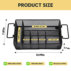 Remittur Paper Plate Dispenser with Handle, Metal Paper Plate Holders for Kitchen Counter, Utensil Holder Organizer with 6 Compartments, Silverware Holder Caddy for Cup Fork Spoon Napkin Party Camping