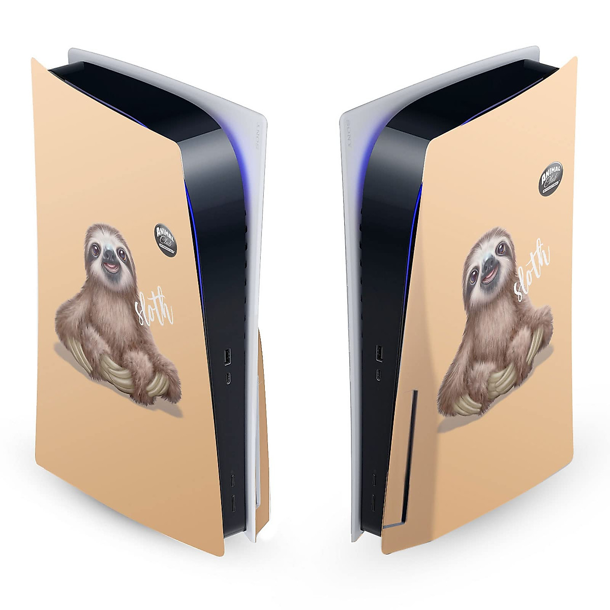 Head Case Designs Officially Licensed Animal Club International Sloth Faces Vinyl Faceplate Sticker Gaming Skin Case Cover Compatible with Sony Playstation 5 PS5 Disc Edition Console