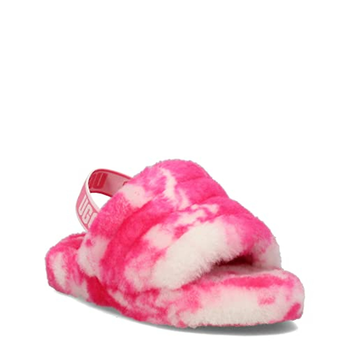 UGG Girls K Fluff Yeah Slide Marble Slipper, Pink Rose/Seashell Pink, 6 Big Kid
