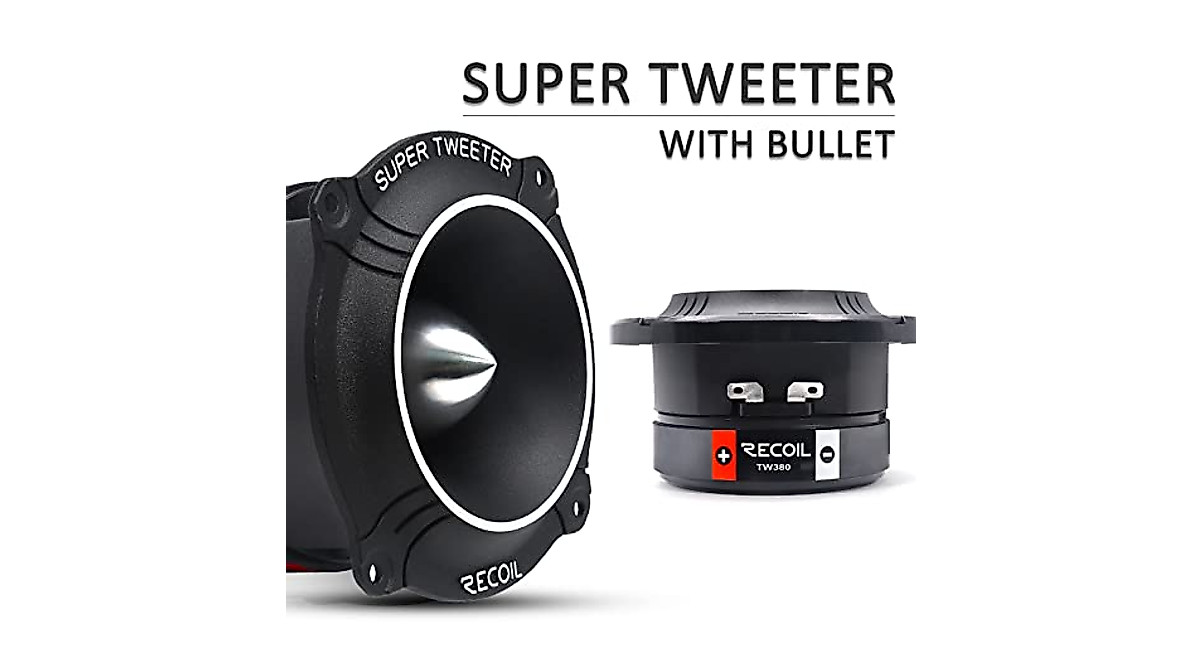 RECOIL TW250 Car Bullet Super Tweeters - Loud, Clear High Frequencies
