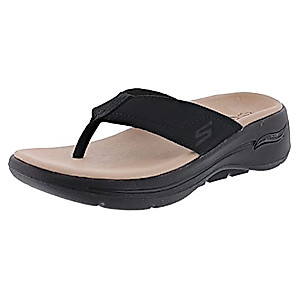 Skechers Women's Go Walk Arch Fit- Five Stars Sandals, Black, 8 M