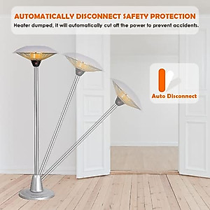 LHRIVER Electric Outdoor Patio Heater, 1500W Freestanding Infrared Heater with 2 Adjustable Switch Mode, Quiet Operation,Dust &Waterproof IP34 750W/1500W, Ideal for garden, Outdoor/Indoor Use