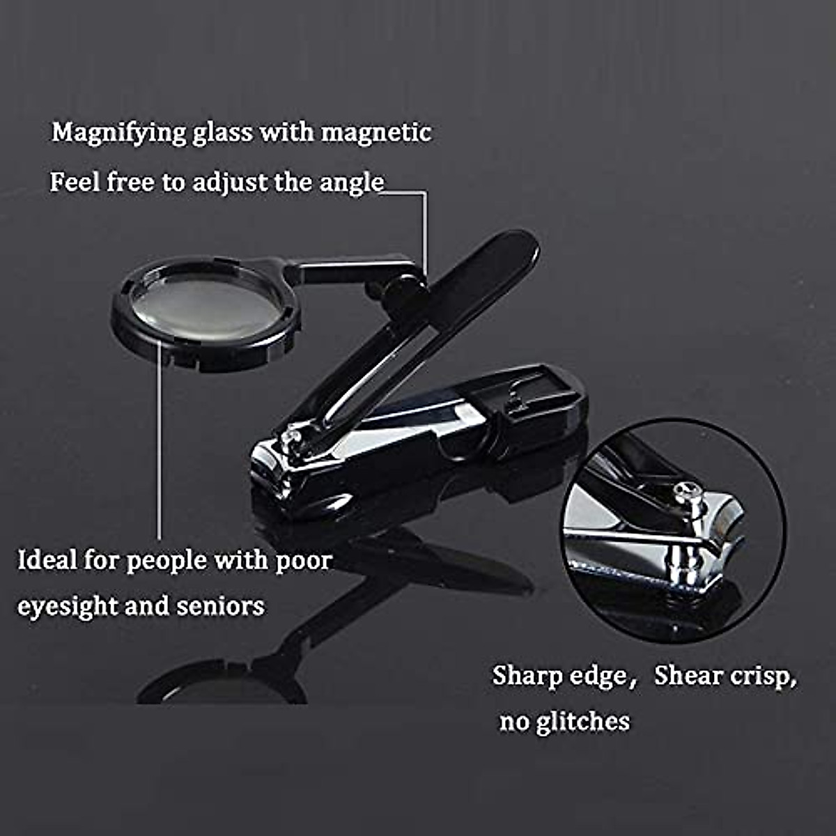 Guinea Pig Nail Clippers with Magnifying Glass Stainless Steel Claw Toenail Trimmer for Small Animal Hedgehog Rabbit Hamster Ferret Hamsters Chinchilla Sugar Glider Pet Grooming Supplies (Black)