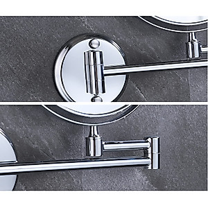 Ksunun Wall Mounted Makeup Mirror, 1x/ 10x Magnifying Mirror, 8'' Two-Sided Swivel Extendable Bathroom Mirror, 360° Swivel Double Sided Extendable Bathroom Mirror for Shaving, Make Up Mirror