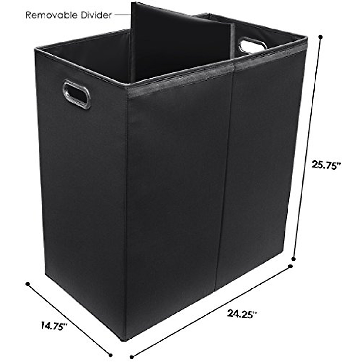 Sorbus Laundry Hamper with Lid Closure – Foldable Double Sorter Detachable Cover and Divider, Built-in Handles for Easy Transport, Black