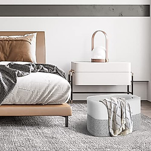 AUSSIY 3 Pack Rope Baskets for Storage Basket, Cotton Rope Woven Basket with Handles. Blanket Basket for Storing Clothes, Toys, Books, Shelves etc, 15''L x 10''W x 9.5''H, Gray/White