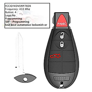 2X Keyless Entry Remote Keys Replacement fit for 2008-2012 Chrysler 300 for Chrysler Town & Country for Dodge Dart Durango Charger Challenger 433MHz (M3N5WY783X IYZC01C)