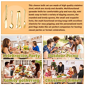 Mlurcu Cheese Butter Spreader Knives Set Charcuterie Board Accessories Stainless Steel Spreader Knives Forks Spoons Mini Serving Tongs Small Dipping Bowls Toothpick Flags Utensils for Pastry Making