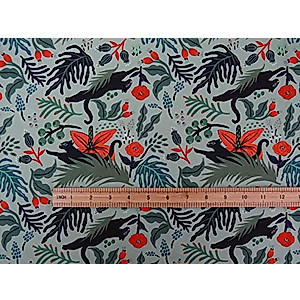 COTTONVILL MALLANGLUNA Collection 20COUNT Cotton Print Quilting Fabric-Floral Forest (1yard, Jaguar-1)