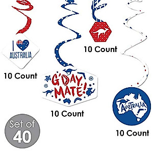 Big Dot of Happiness Australia Day - G’Day Mate Aussie Party Hanging Decor - Party Decoration Swirls - Set of 40