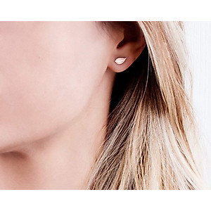 Tiny Rose Gold Leaf Stud Earrings - Designer Handmade Simple Post Earrings