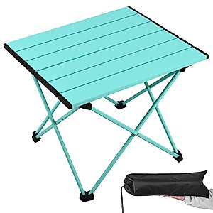 Grope Camping Table with Aluminum Table Top, Folding Beach Table Easy to Carry, Prefect for Outdoor, Picnic, BBQ, Cooking, Festival, Beach, Home (Sky Blue-S)