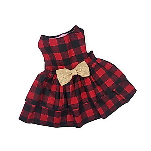 Red Buffalo Plaid Christmas Dog Dress, Holiday Dog Dress, Christmas Dog Clothes, Fits Dogs XS to 5XL (5XL 60-95lbs)