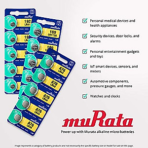 Murata LR1120 Battery AG8 391A 1.55V Alkaline Button Cell (5 Batteries)