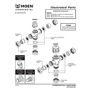 Moen 181040 Commercial PEX Adapter Compression Adapter Kit